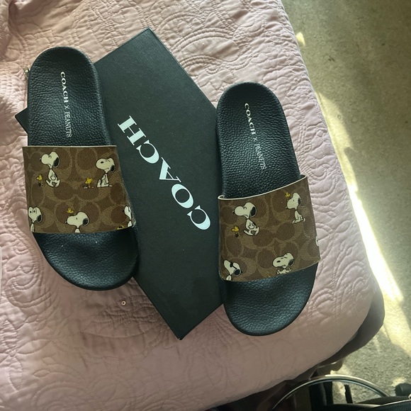 Coach | Shoes | Coach Tan Udele Peanuts Slides | Poshmark